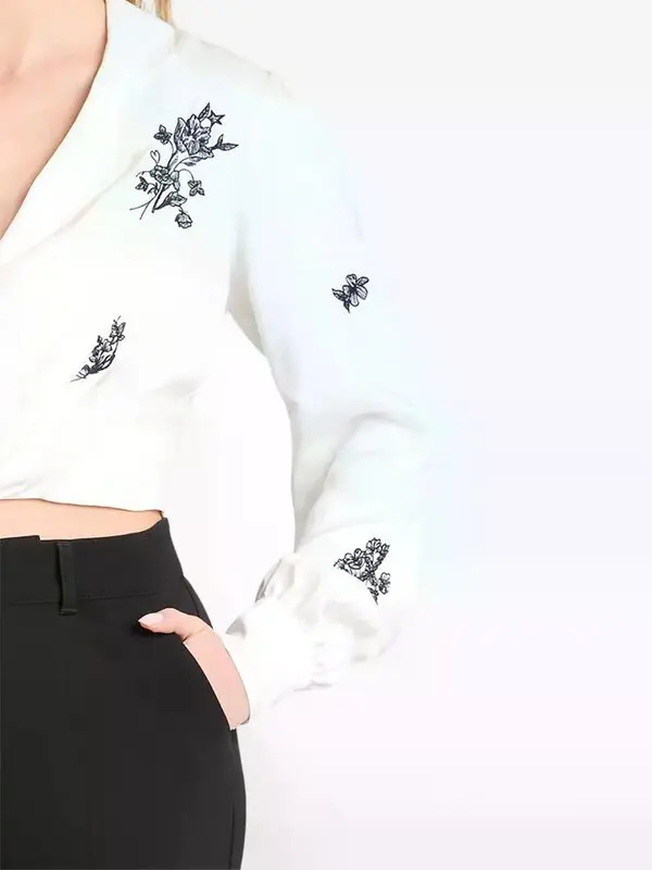 Cinq À Sept Floral-embroidered Tie-front Top