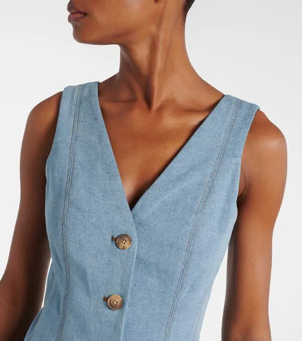 Veronica Beard Lou Pleated Denim Midi Dress