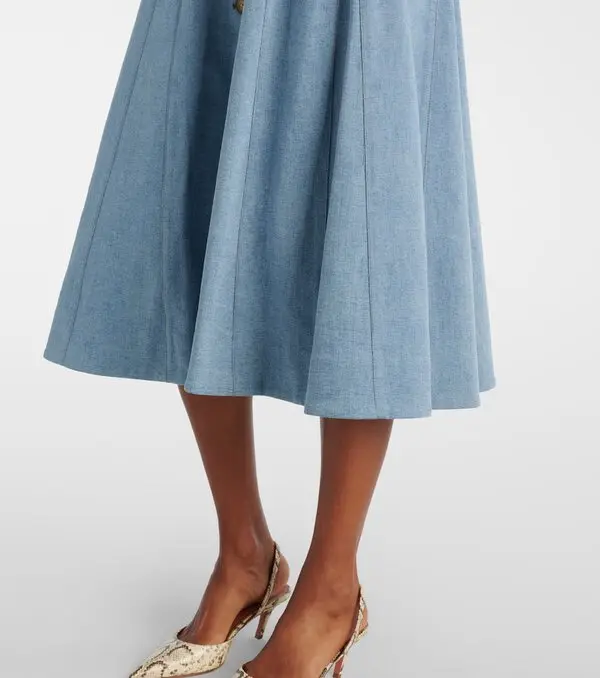 Veronica Beard Lou Pleated Denim Midi Dress