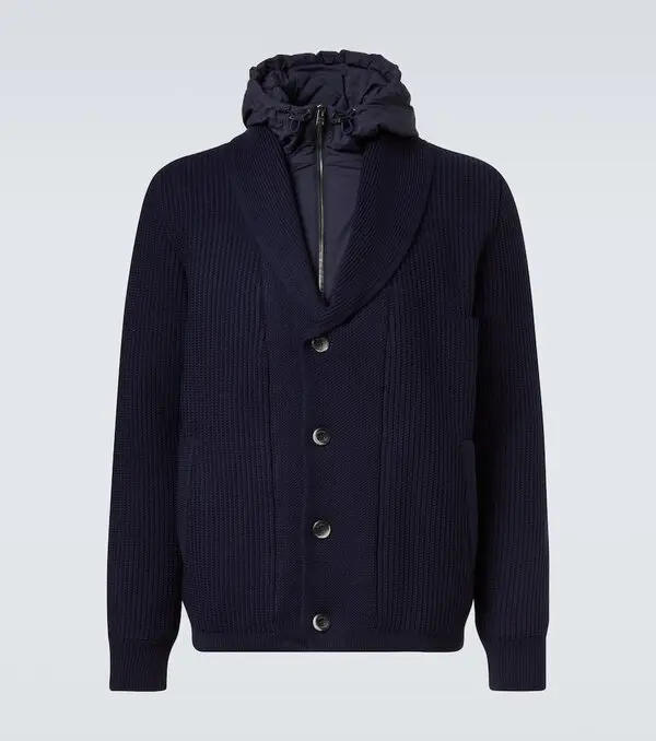 Herno Wool And Technical Cardigan - Blue