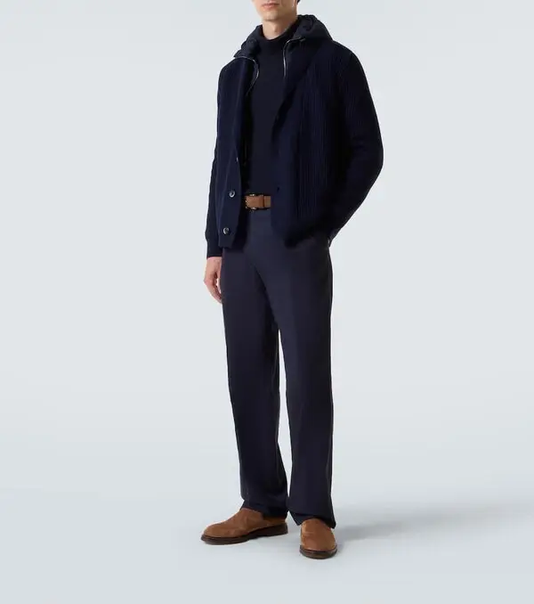 Herno Wool And Technical Cardigan - Blue