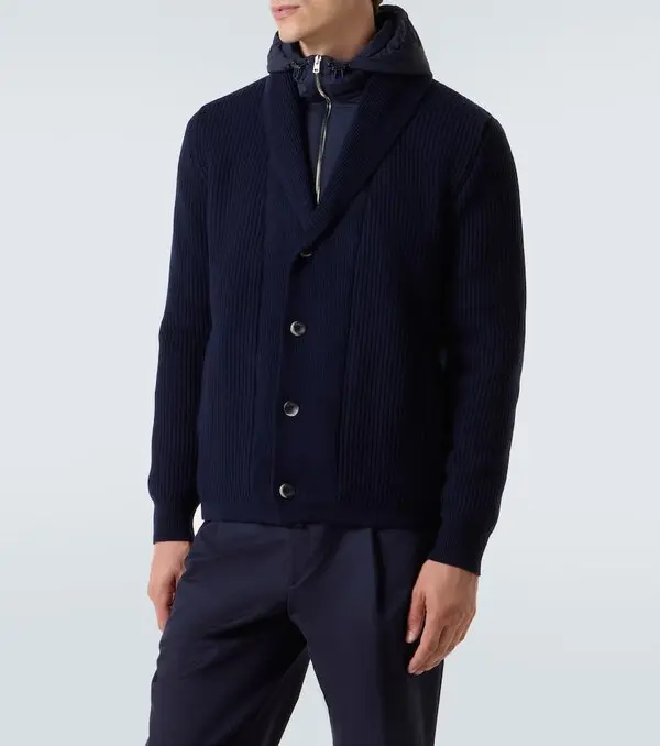 Herno Wool And Technical Cardigan - Blue