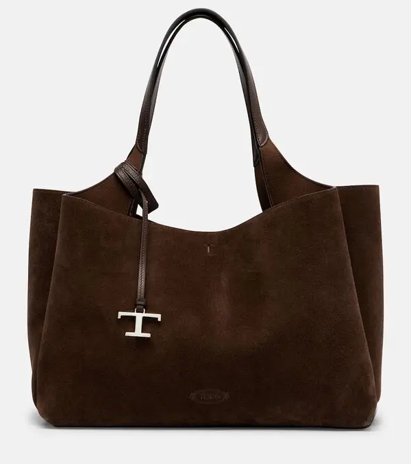 TOD'S Leather Suede Tote Bag - Brown