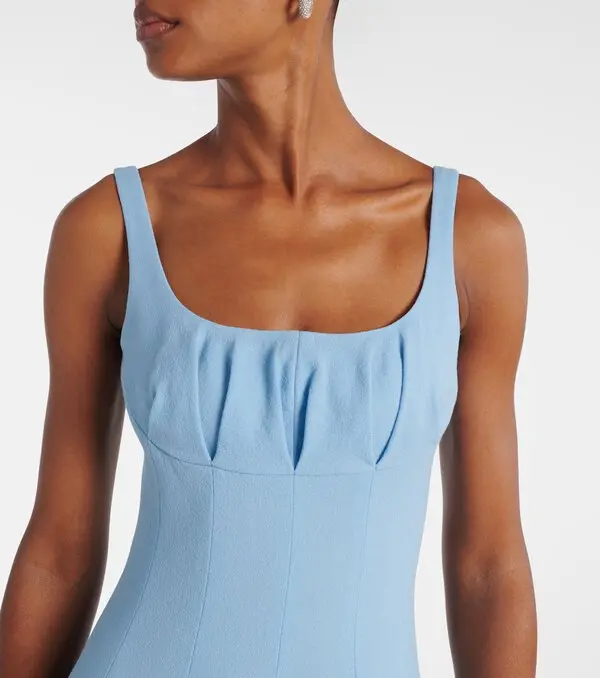 EMILIA WICKSTEAD Collins Pleated Wool Crêpe Midi Dress - Blue