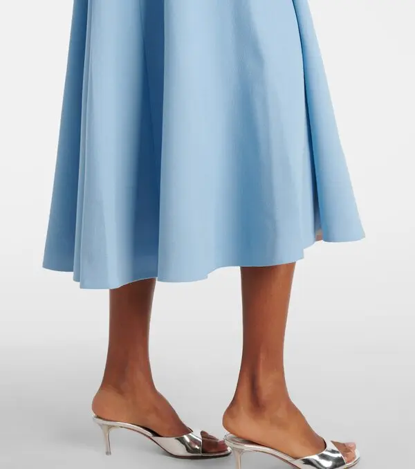 EMILIA WICKSTEAD Collins Pleated Wool Crêpe Midi Dress - Blue