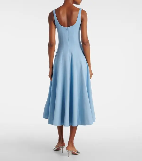 EMILIA WICKSTEAD Collins Pleated Wool Crêpe Midi Dress - Blue