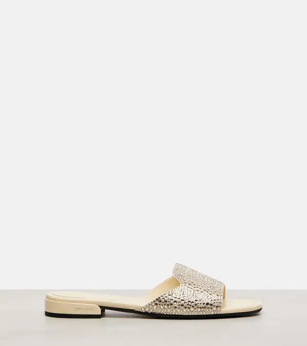 JIMMY CHOO Dina Embellished Satin Slides