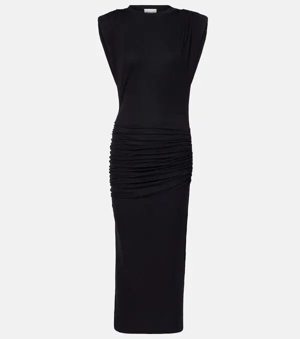 MARANT ETOILE Donna Draped Jersey Midi Dress - Black