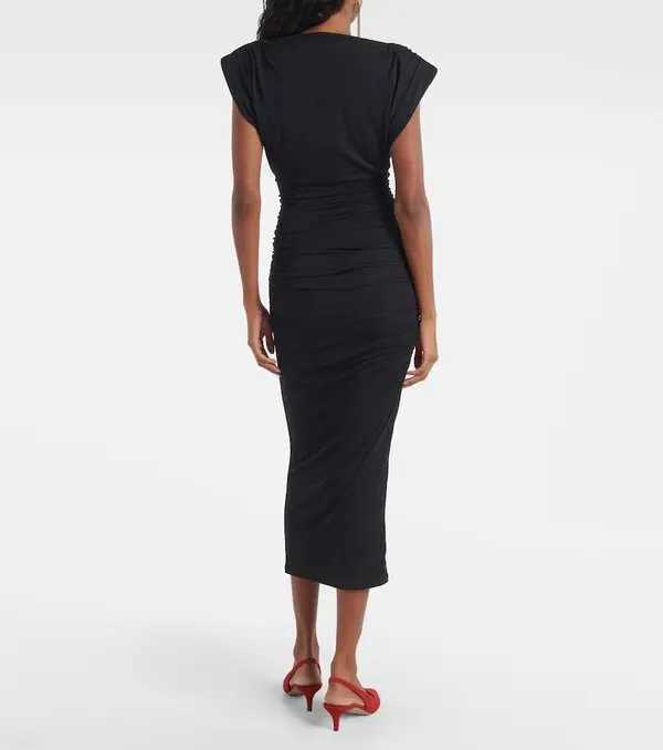 MARANT ETOILE Donna Draped Jersey Midi Dress - Black