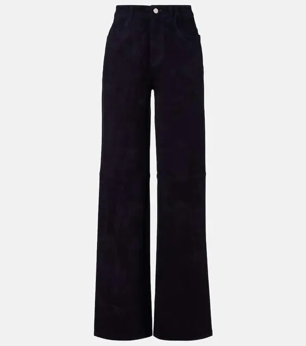 Stouls Mytheo High-rise Wide-leg Suede Pants - Blue