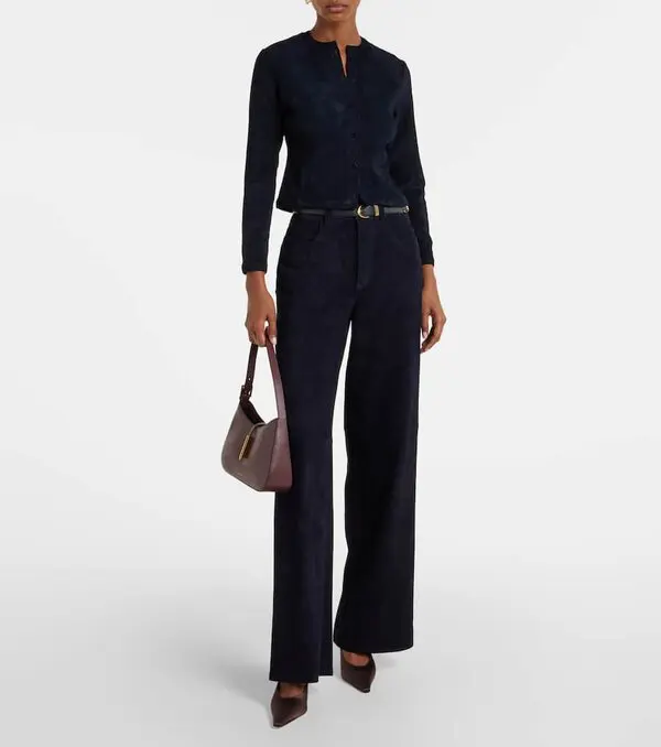 Stouls Mytheo High-rise Wide-leg Suede Pants - Blue