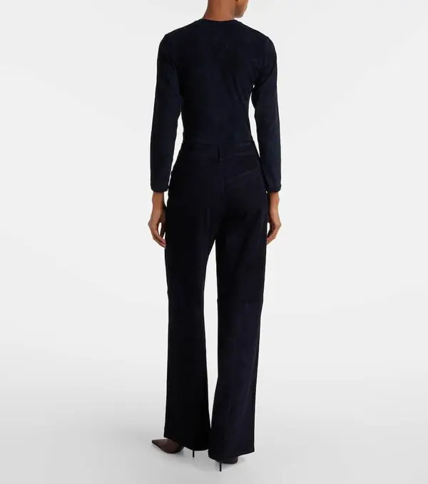 Stouls Mytheo High-rise Wide-leg Suede Pants - Blue