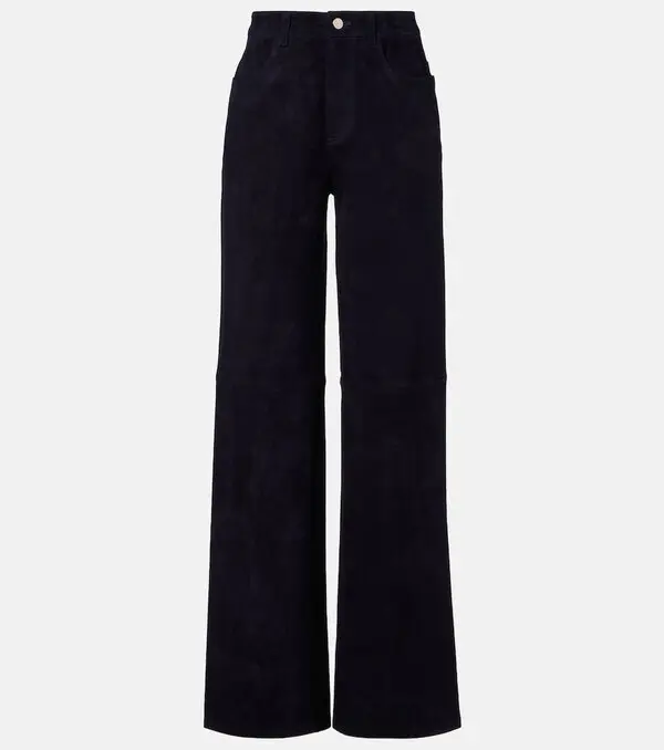 Stouls Mytheo High-rise Wide-leg Suede Pants - Blue