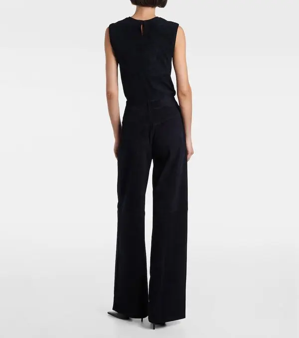 Stouls Mytheo High-rise Wide-leg Suede Pants - Blue