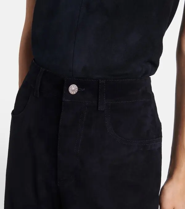 Stouls Mytheo High-rise Wide-leg Suede Pants - Blue
