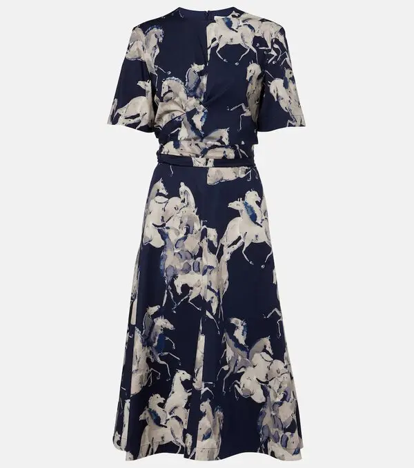 Altuzarra Kirsty Printed Cotton-blend Wrap Dress - Blue