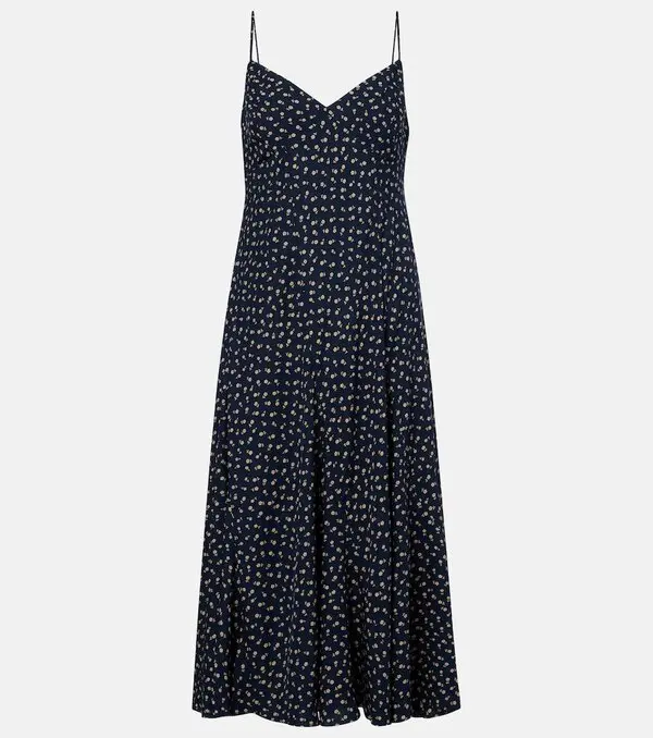 Polo Ralph Lauren Floral Print Midi Dress - Blue