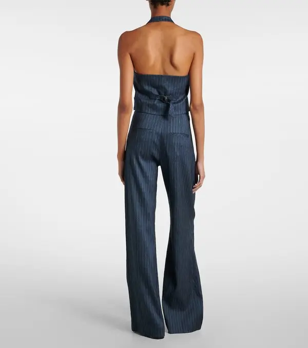 Veronica Beard Arabella Pinstripe Linen-blend Vest - Blue