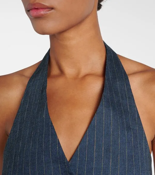 Veronica Beard Arabella Pinstripe Linen-blend Vest - Blue