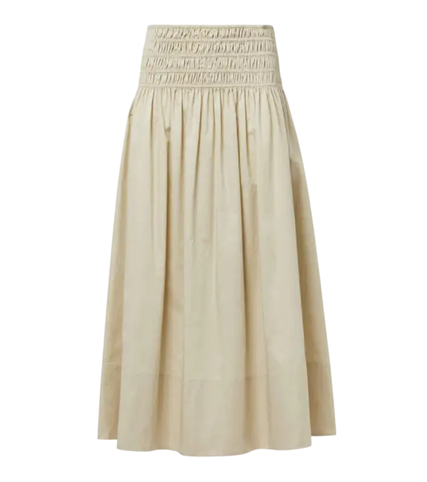 JOSEPH Leonie Ruched Midi Skirt - Beige