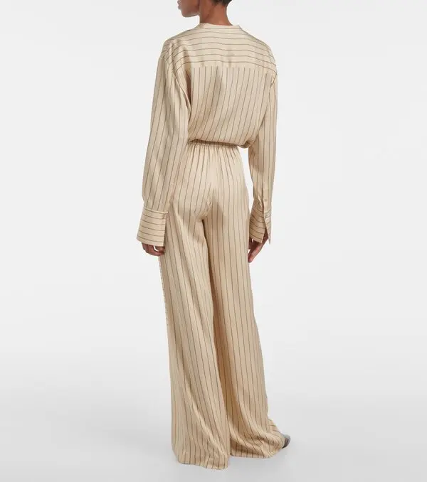 JOSEPH Hulin Silk-blend Wide-leg Pants - Beige