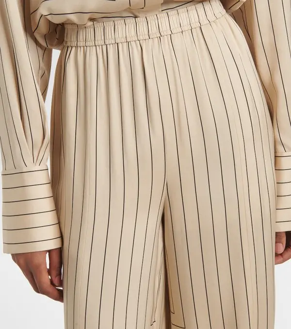JOSEPH Hulin Silk-blend Wide-leg Pants - Beige