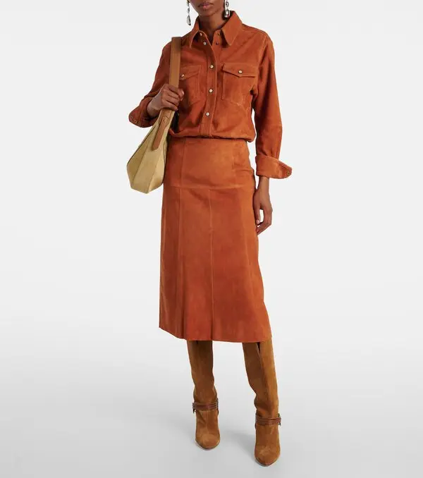 Isabel Marant Étoile Devy Suede Midi Skirt