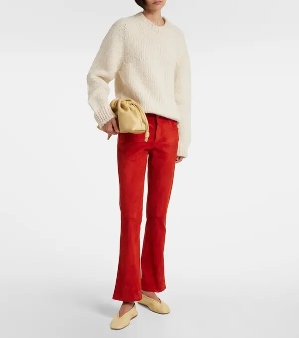 Stouls Dean 22 Low-rise Flare Suede Pants