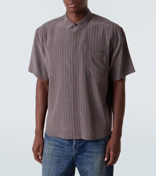 Saint Laurent Cassandre Silk Crêpe De Chine Shirt - Grey
