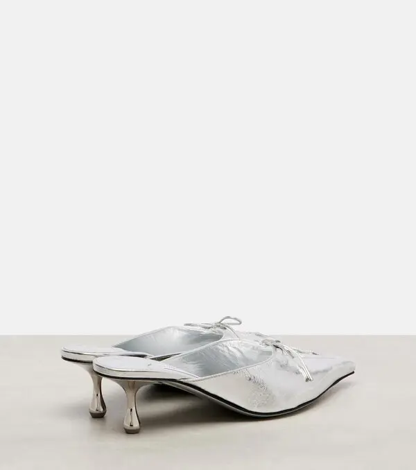 JIMMY CHOO Scarlett 50 Metallic Leather Mules - Silver