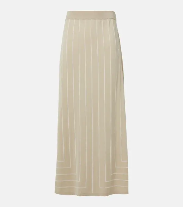 JOSEPH Striped Cotton And Silk Maxi Skirt - Beige