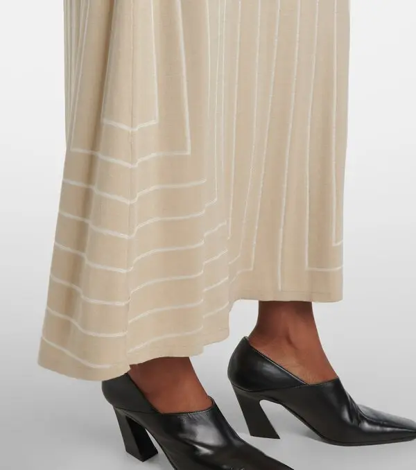 JOSEPH Striped Cotton And Silk Maxi Skirt