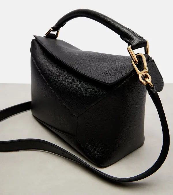 Loewe Puzzle Edge Small Leather Tote Bag - Black