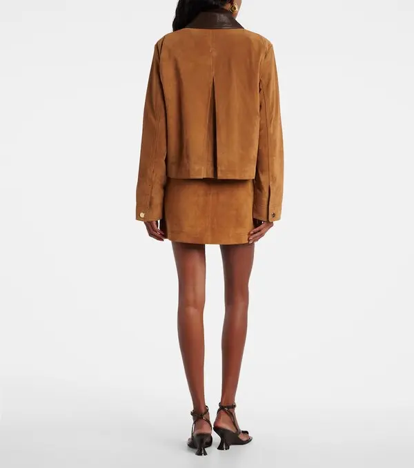 Veronica Beard Walters Suede Field Jacket - Brown