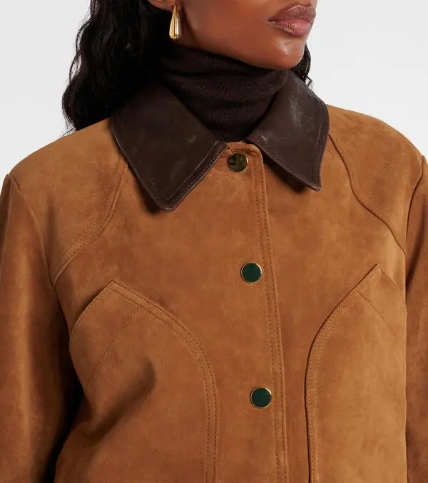 Veronica Beard Walters Suede Field Jacket - Brown
