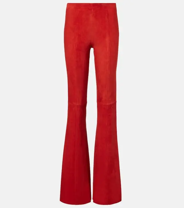 Stouls Gege High-rise Suede Flare Pants - Red