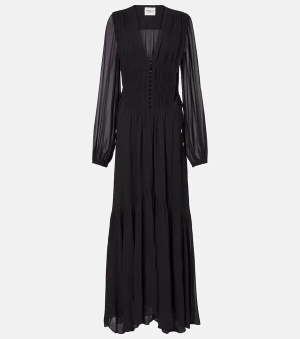MARANT ETOILE Briane Shirred Maxi Dress - Black