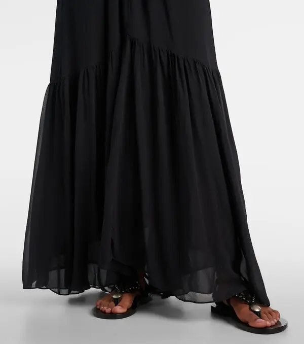 MARANT ETOILE Briane Shirred Maxi Dress - Black