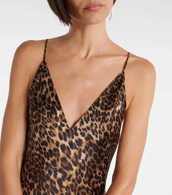 NILI LOTAN Ira Leopard-print Silk Gown - Brown