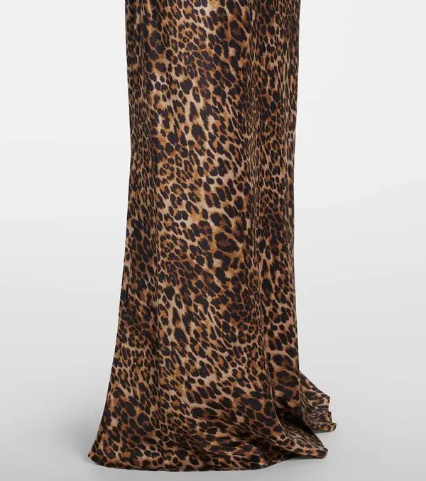 NILI LOTAN Ira Leopard-print Silk Gown - Brown