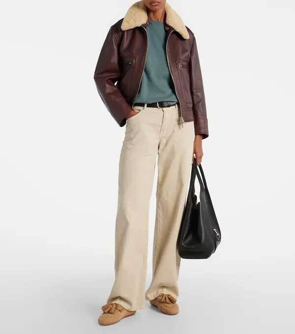 Hogan H693 Shearling-lined Leather Mules
