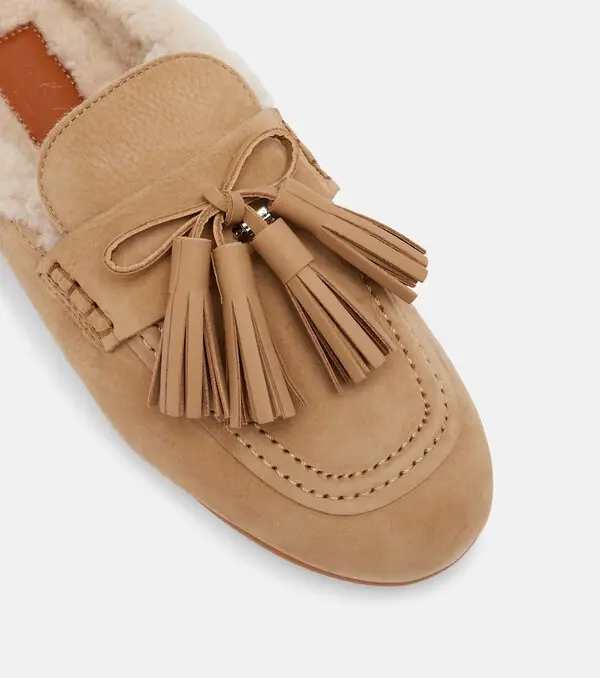 Hogan H693 Shearling-lined Leather Mules