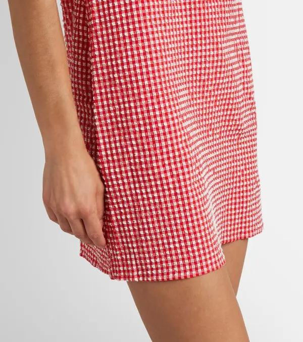 Hunza G Gingham Seersucker Halterneck Mini Dress - Red