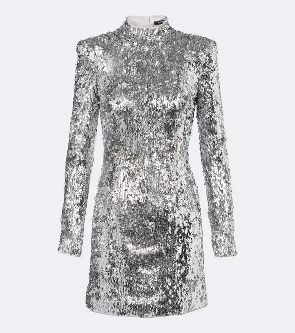 Balmain Sequin Mini Dress - Silver