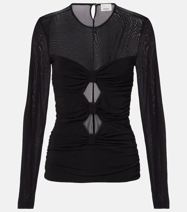 Isabel Marant Étoile Gladice Cutout Gathered Jersey Top - Black