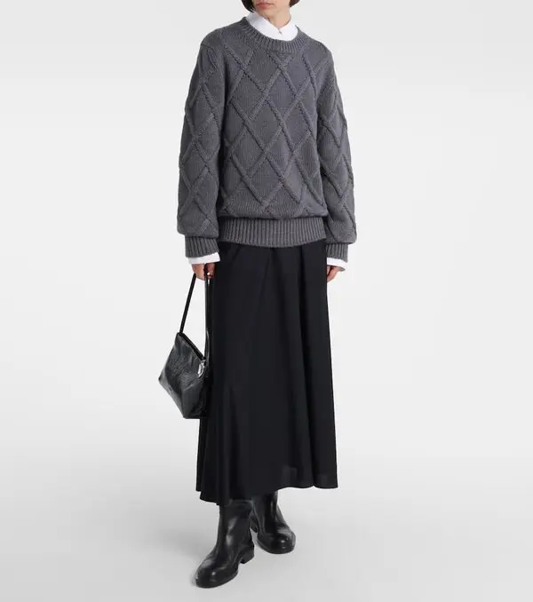 JIL SANDER Cable-knit Virgin Wool Sweater