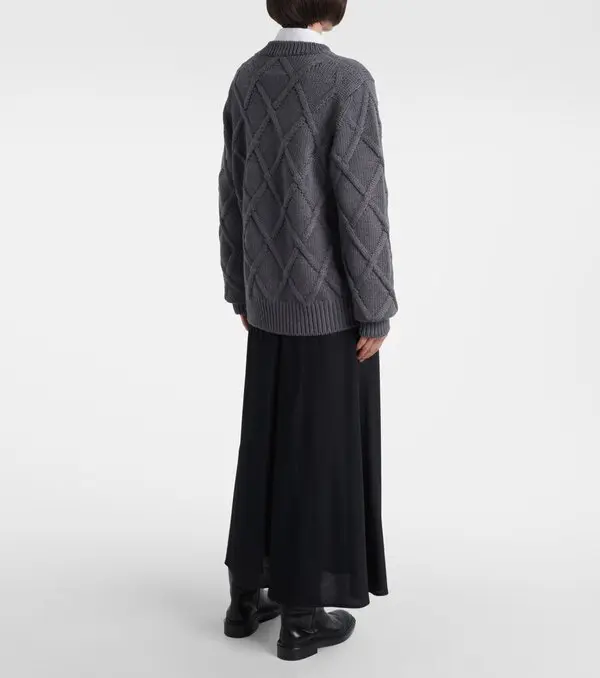 JIL SANDER Cable-knit Virgin Wool Sweater - Grey