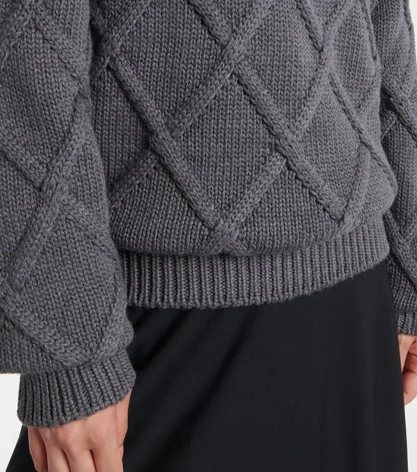 JIL SANDER Cable-knit Virgin Wool Sweater - Grey