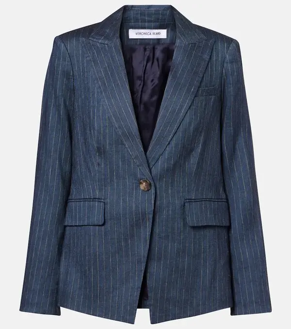 Veronica Beard Obie Pinstripe Linen-blend Blazer