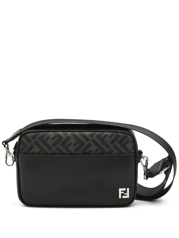Fendi Leather And Canvas Ff Camera Case Bag - Black
